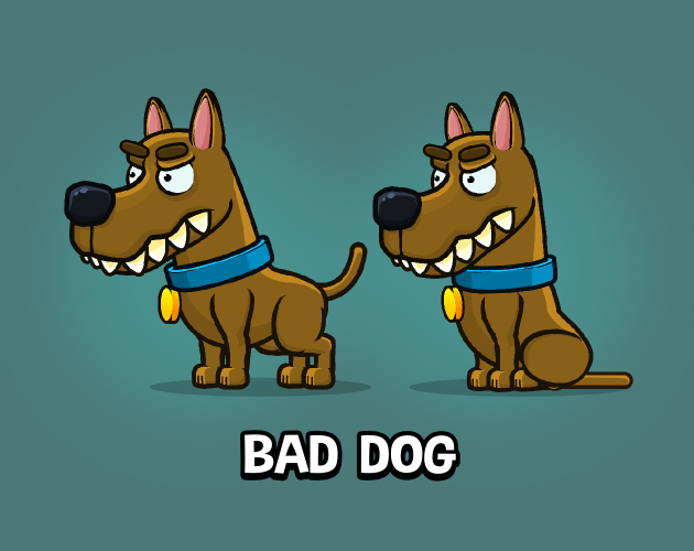 Bad dog game sprite by Robert Brooks - gamedeveloperstudio.com