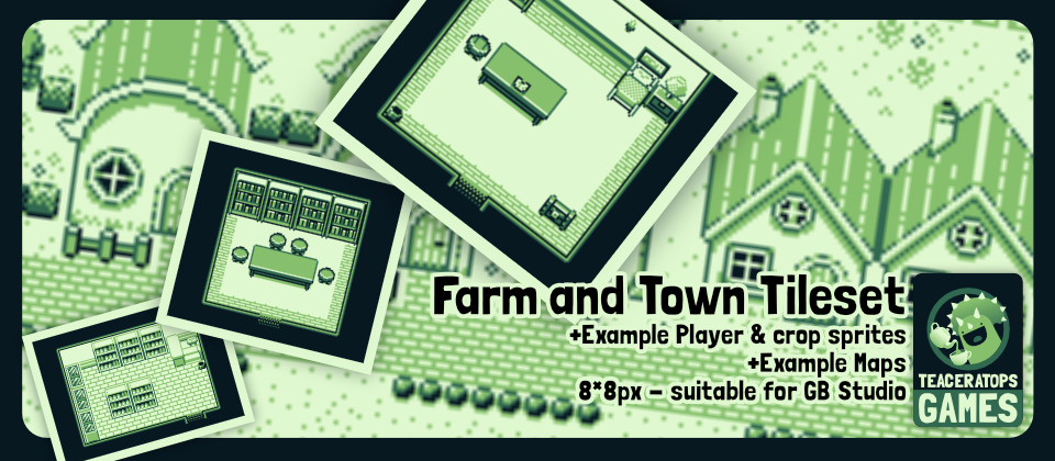 GameBoy Style Farm and Town Tileset by teaceratops
