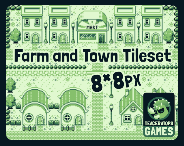 GameBoy Style Farm and Town Tileset by teaceratops