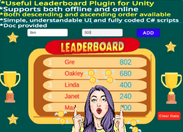 Unity Leaderboard Score Manager(Online/Offline) (PUN Supported) by Mashiat