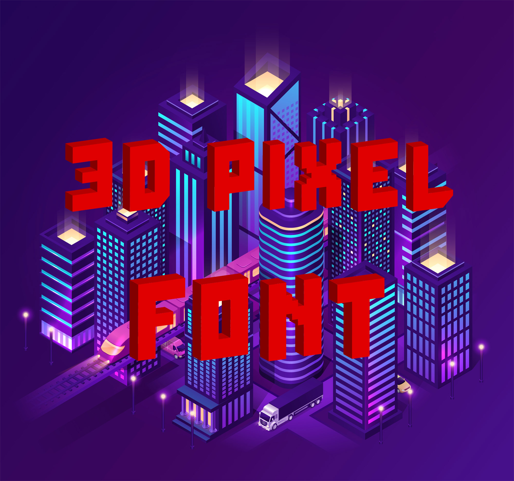 Free RedPixel 3D Color Font by vladocar