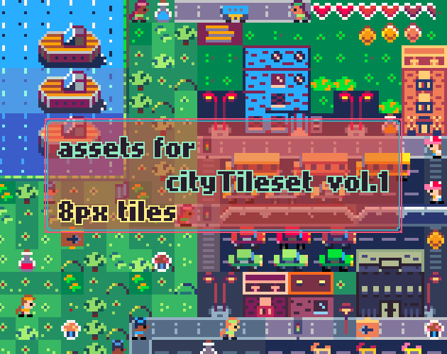 Assets for 8px Top down pixelart games by marceles 🌴