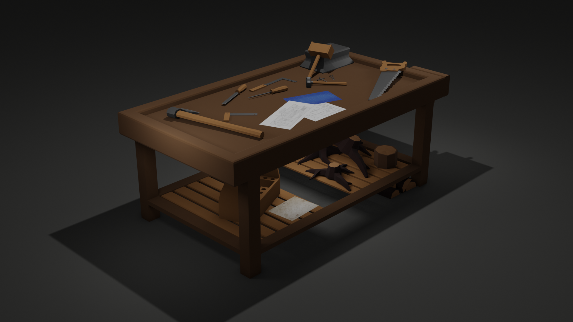 Low Poly Carpenter Workbench by Gorlaks
