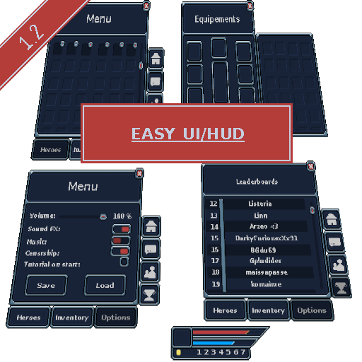 UI HUD pixel art by shabtai