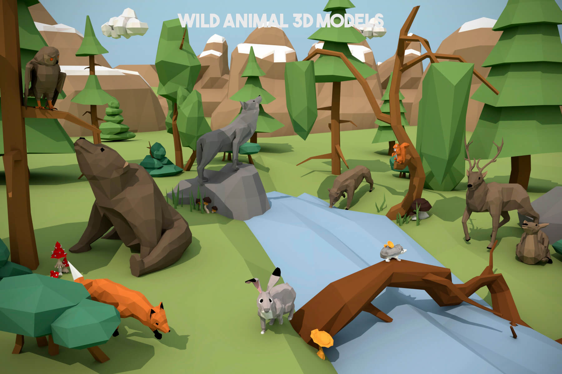 Free Wild Animal 3D Models by Free Game Assets (GUI, Sprite, Tilesets)