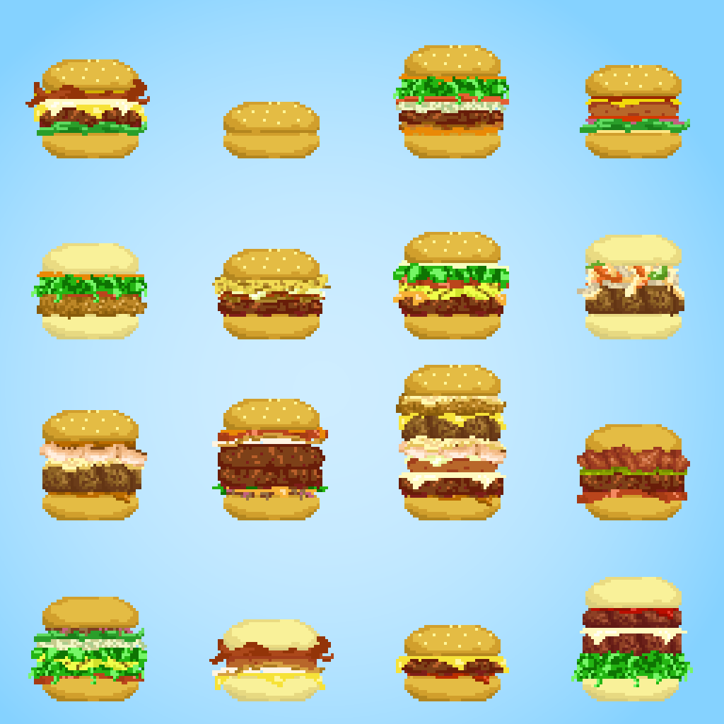 Gourmet Burgers || Pixel Asset Pack by Pop Shop Packs