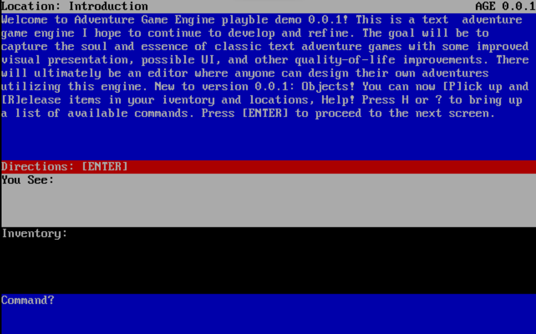 Adventure Game Engine by Original Gamer Stevie Strow