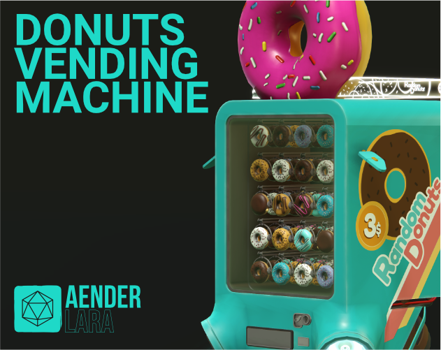 Donuts Vending Machine - fbx and Hi-Rez Textures by Aender Lara