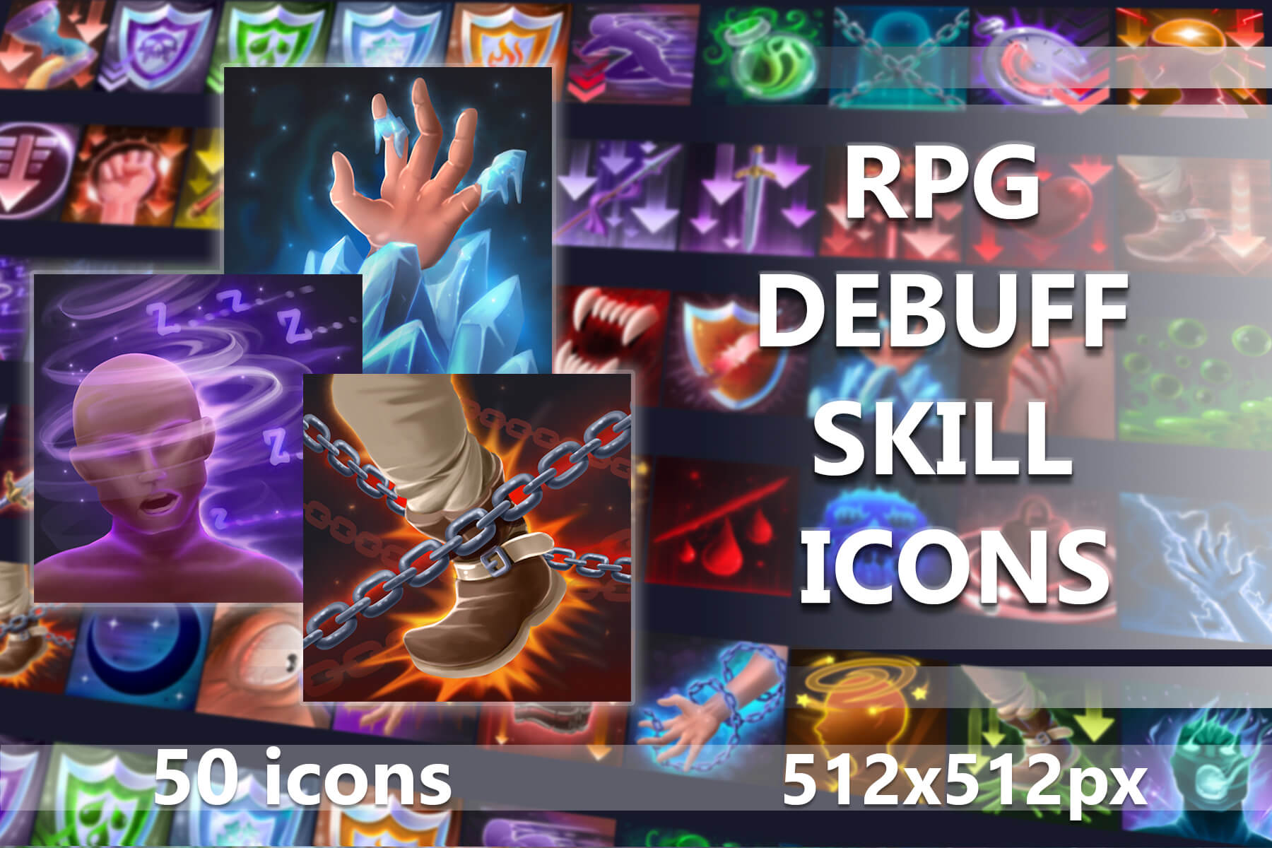 50 RPG Debuff Skills by Free Game Assets (GUI, Sprite, Tilesets)