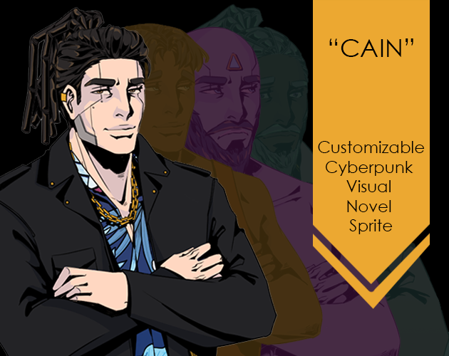 CAIN- Cyberpunk Visual Novel Sprite Asset by Grey Journal Studios