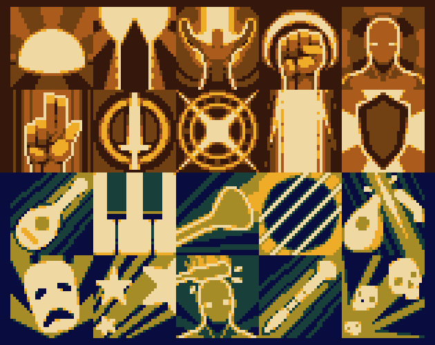 100 Pixel Art Ability Icons #5 (Priest, Bard) by MedievalMore