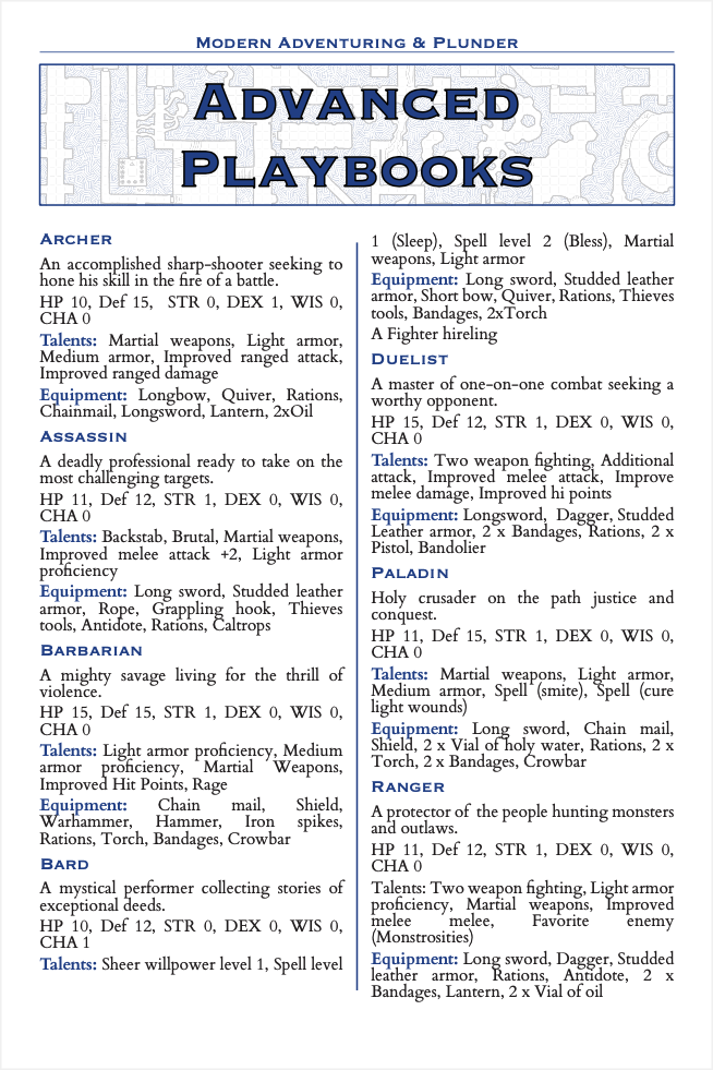 Modern Adventuring & Plunder - Advanced Playbooks by gruszczy