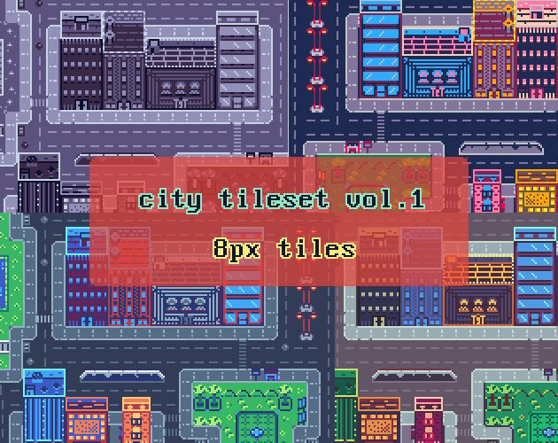 Small city tilesets 8px size Pixelart by marceles 🌴