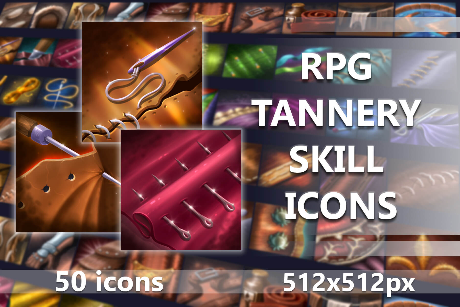 50 Tannery Skill Icons by Free Game Assets (GUI, Sprite, Tilesets)