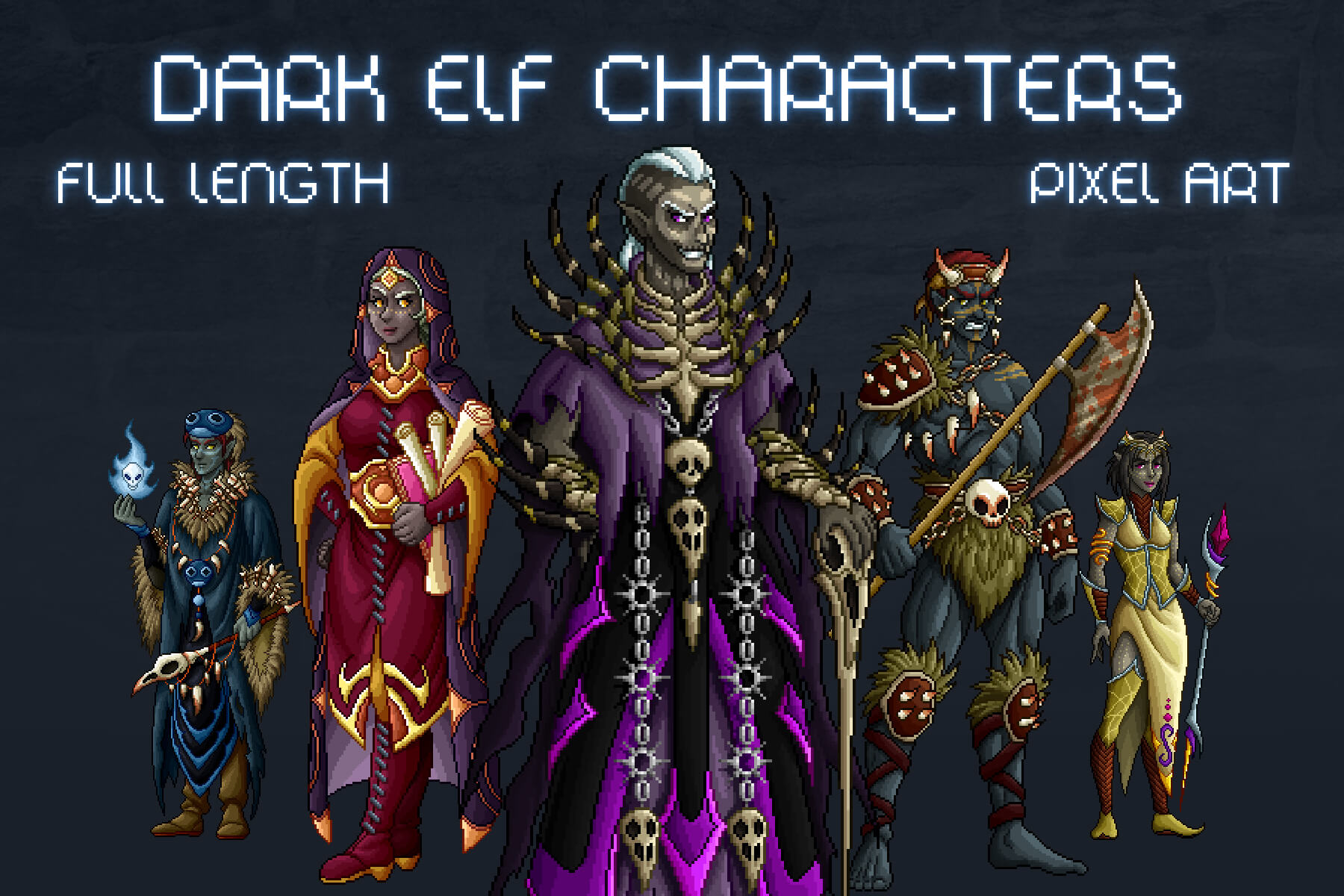 Dark Elf Characters by Free Game Assets (GUI, Sprite, Tilesets)