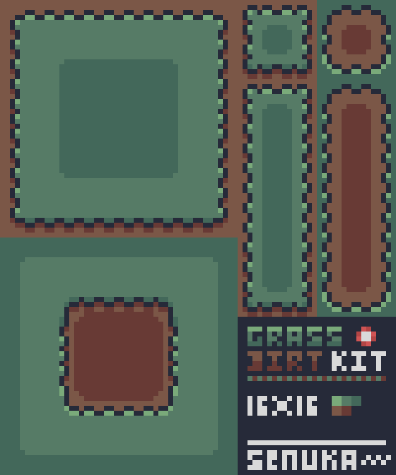 GRASS + DIRT - Top-Down Tileset [16x16] by SenukaHWS