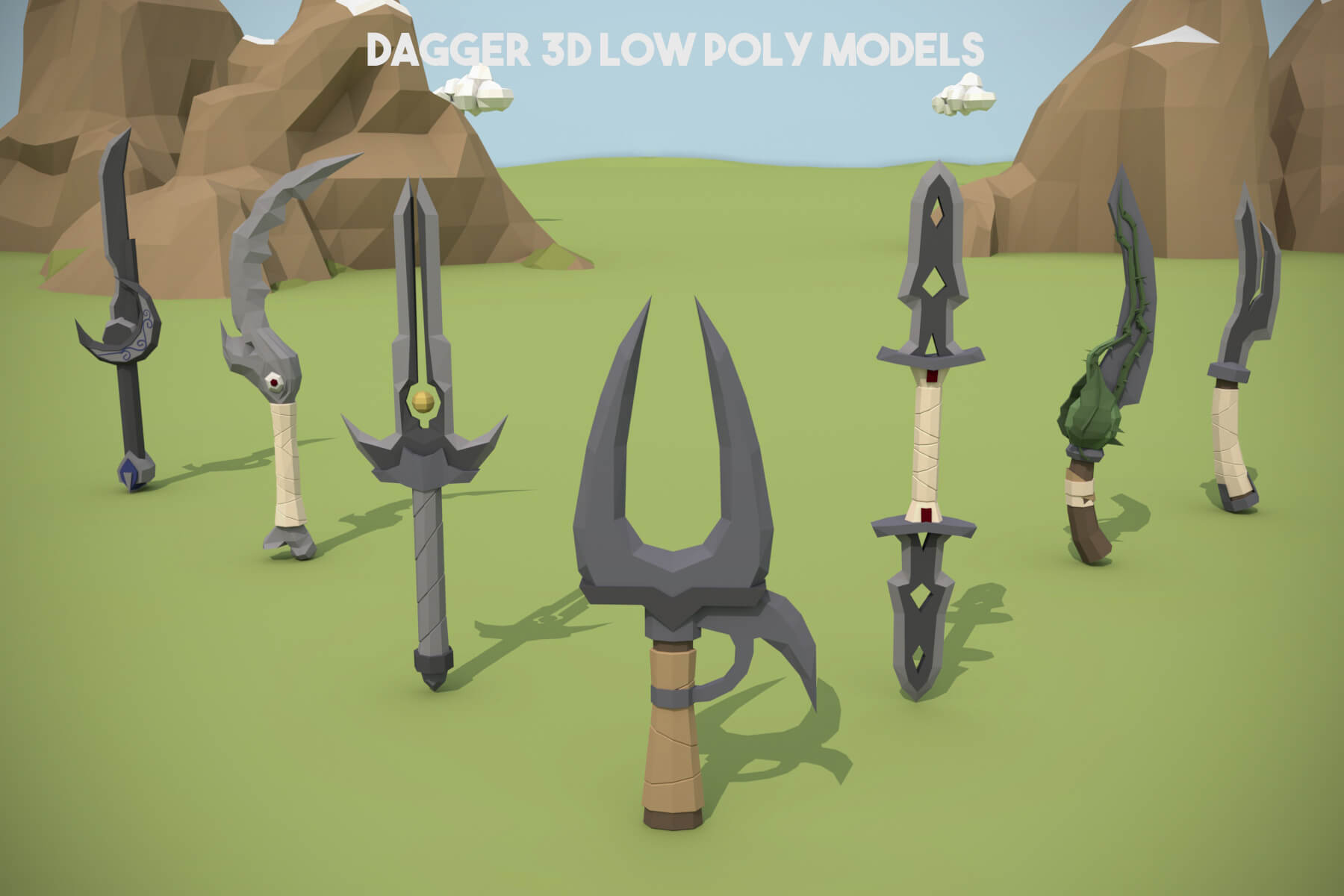 Free Dagger 3D Low Poly Pack by Free Game Assets (GUI, Sprite, Tilesets)