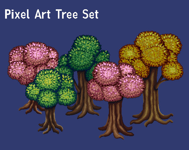 Pixel Art Tree Set By Kaskuja Studio