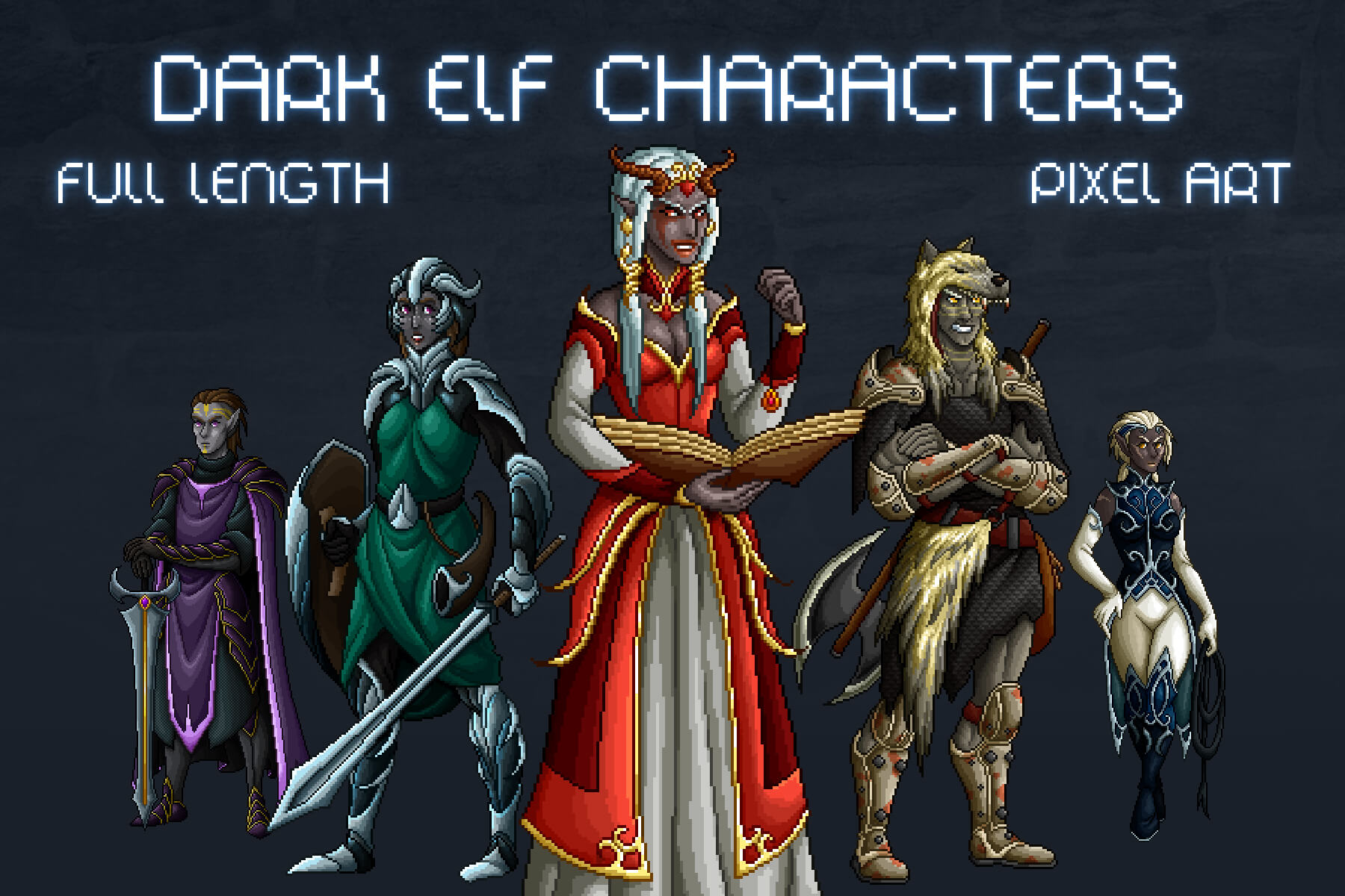Free Dark Elf Pixel Art by Free Game Assets (GUI, Sprite, Tilesets)