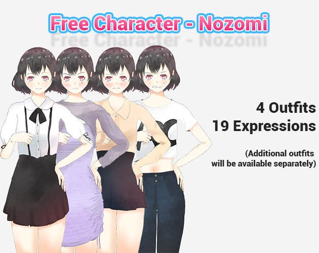 Free Character Sprite for Visual Novels (Nozomi) by Potat0Master