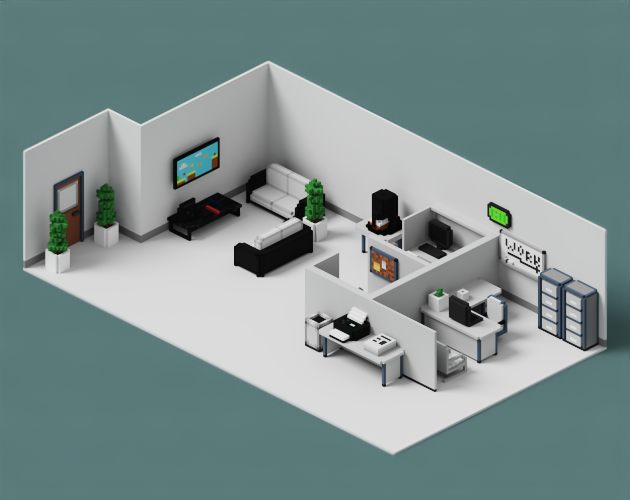 3D Voxel Office Pack by MariaIsMe