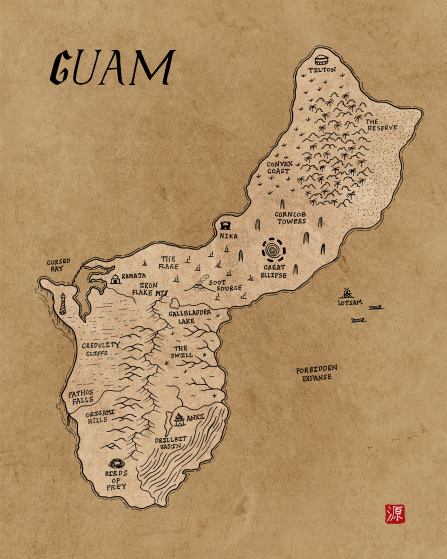 Guam as a fantasy map by Alda Yuan