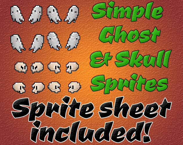 Pixel Art - Simple Ghost and Skull Sprite sheet by Fatal