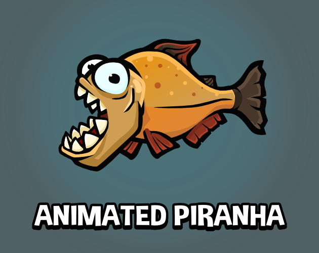 Animated piranha game sprite by Robert Brooks - gamedeveloperstudio.com