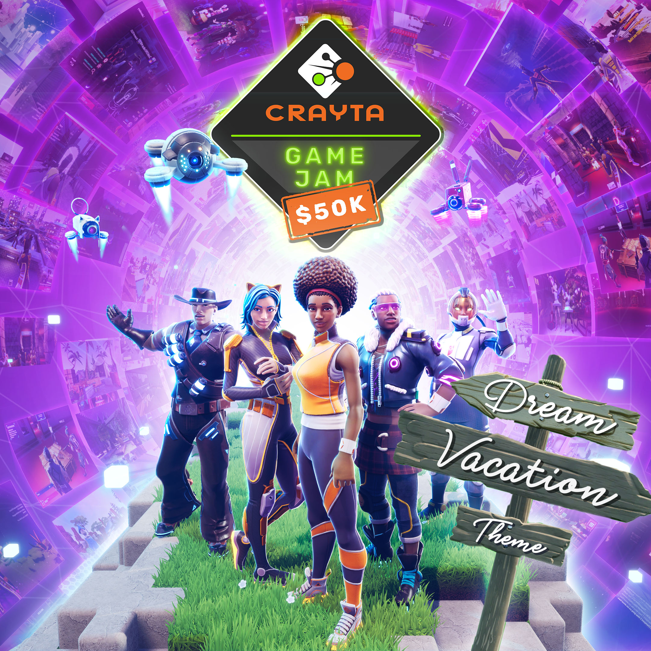 $50,000 Crayta Game Jam - 'Dream Vacation' - itch.io