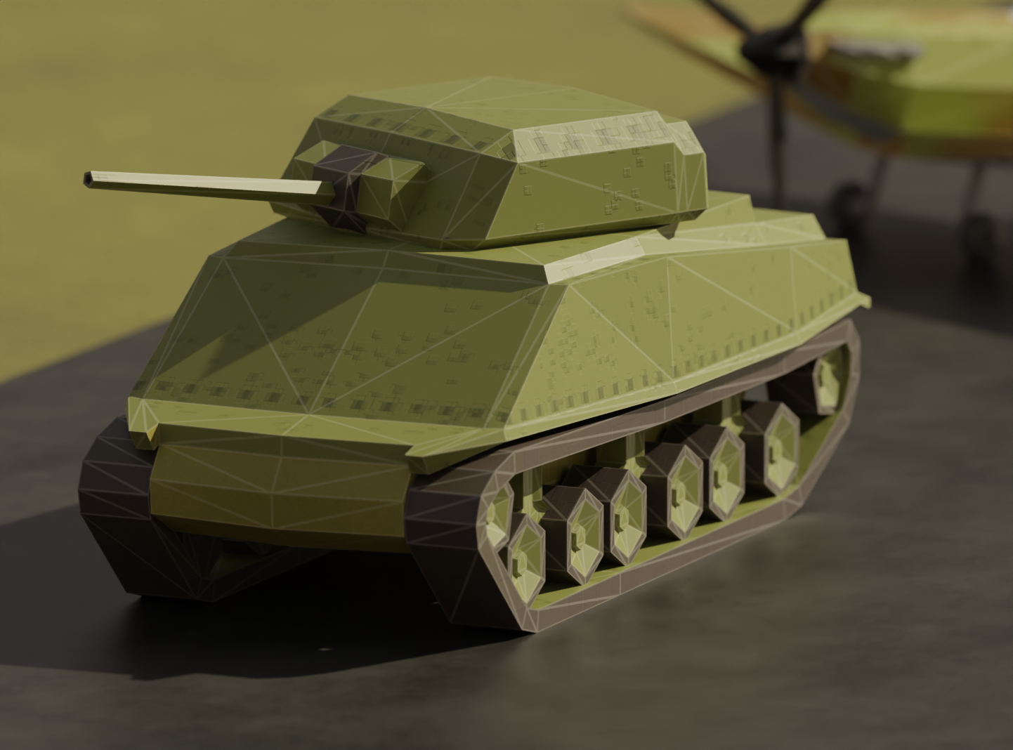Low-Poly WW2 Tank 3D Model by Coynese