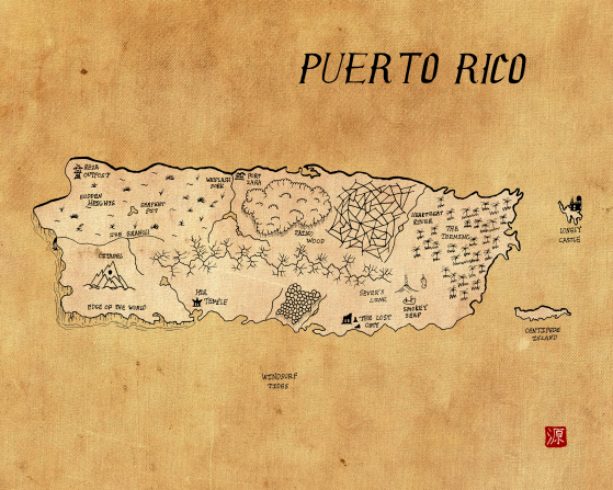 Puerto Rico as a fantasy map by Alda Yuan