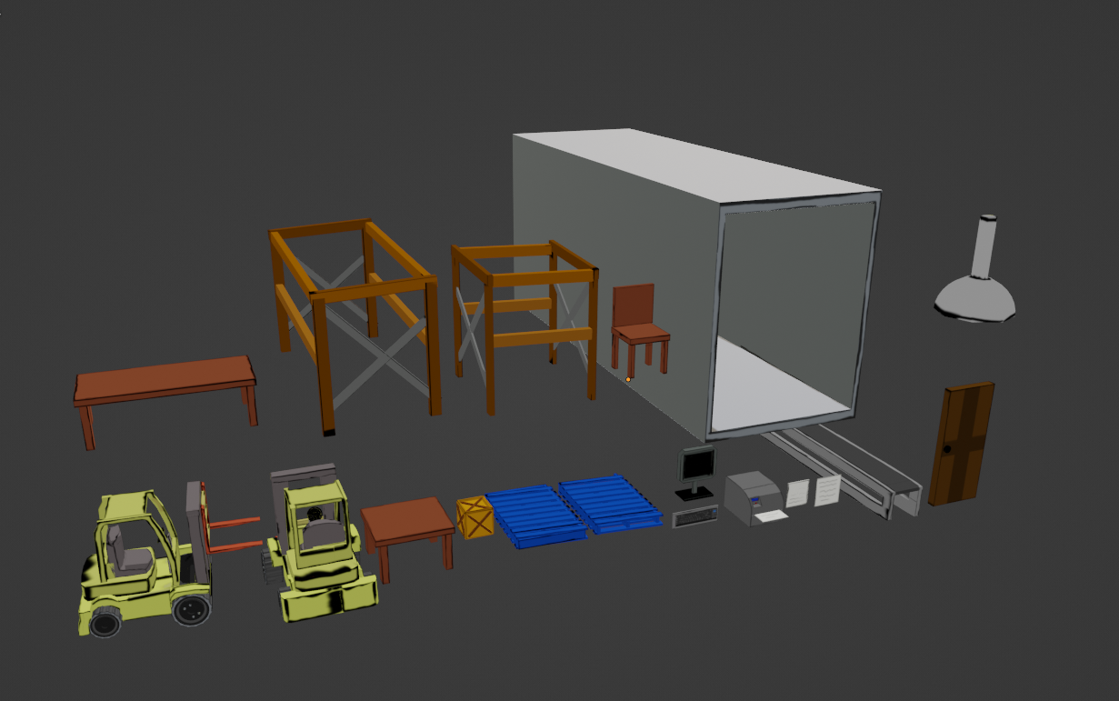 stylized warehouse assets and level by Chapstic593