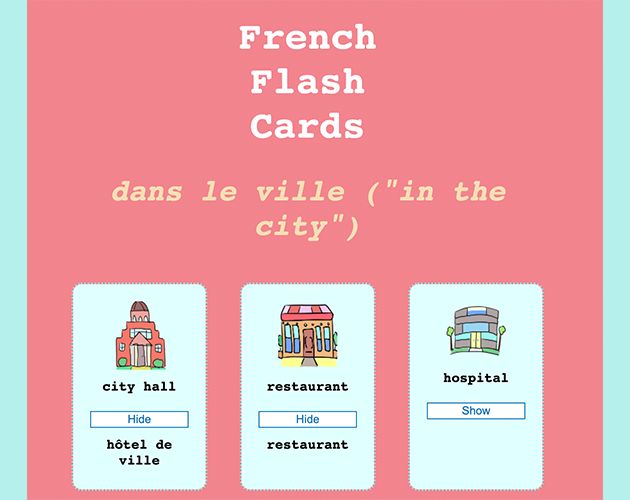 french vocab flash cards by ashleysally00
