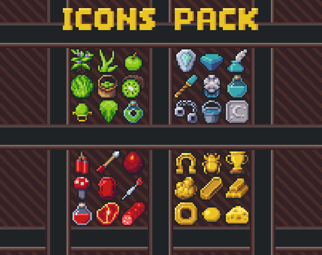 2D Pixel RPG icon pack by Venogear