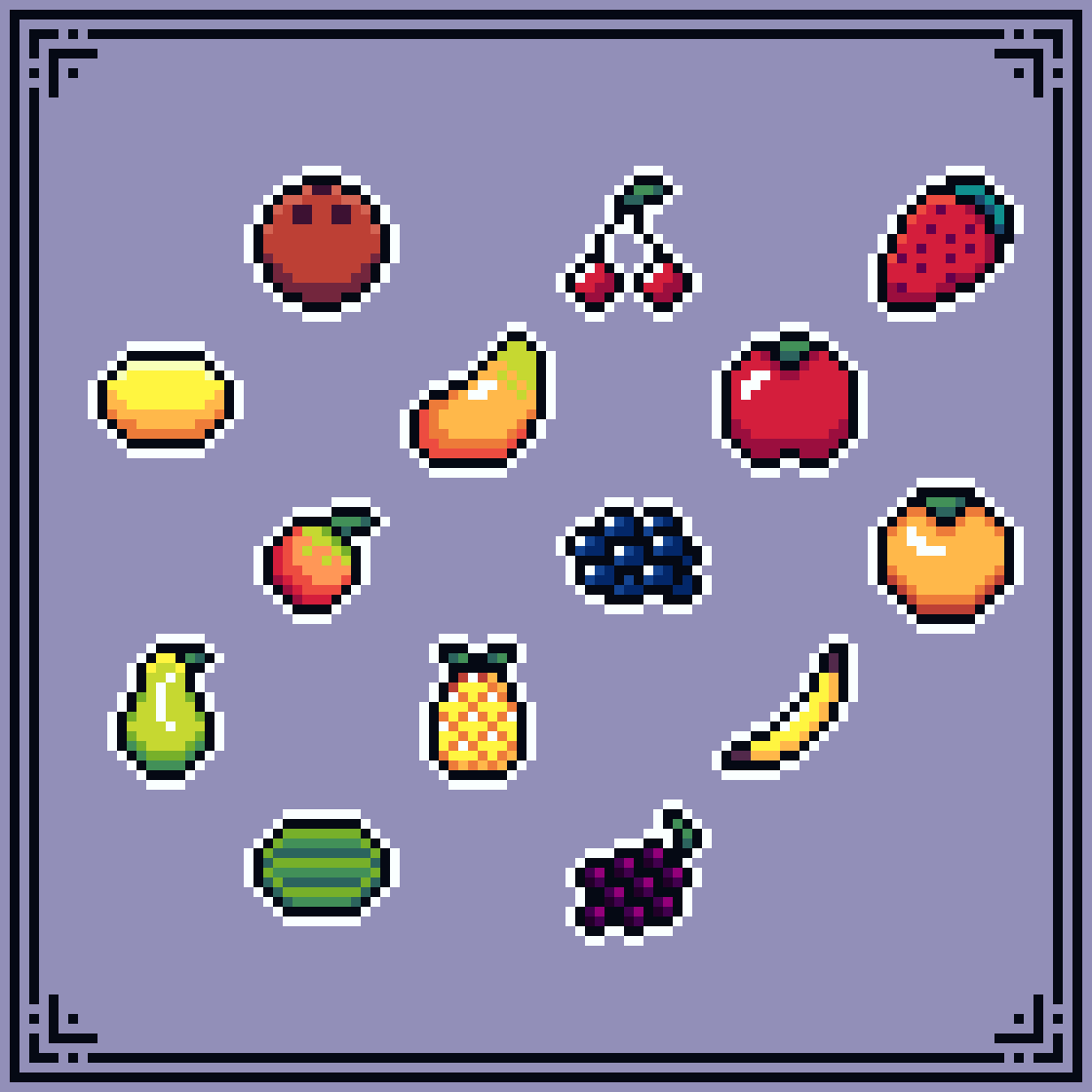Fruits Icons Pixelart by ClownnyPix