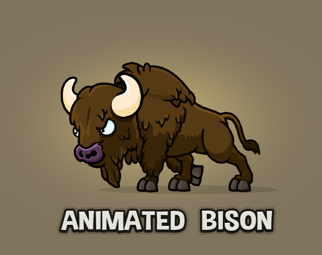 Animated Bison game asset by Robert Brooks - gamedeveloperstudio.com