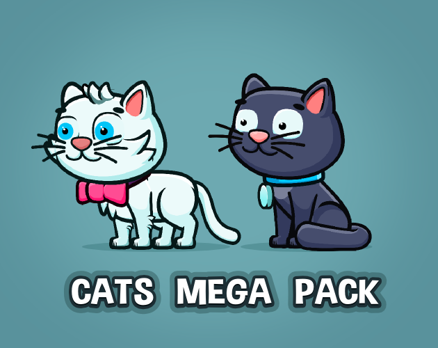 Cat game character pack by Robert Brooks - gamedeveloperstudio.com