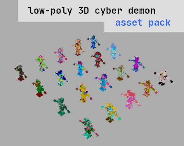Low-poly 3D cyber demon asset pack by obliviist
