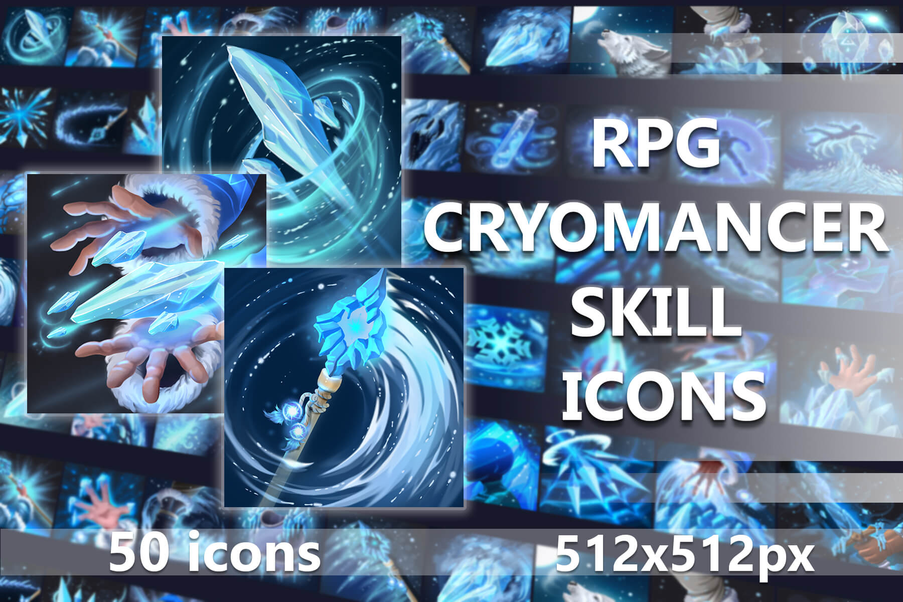 50 RPG Cryomancer Skills by Free Game Assets (GUI, Sprite, Tilesets)