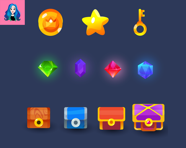 Game icons gems by v.rozenfeld
