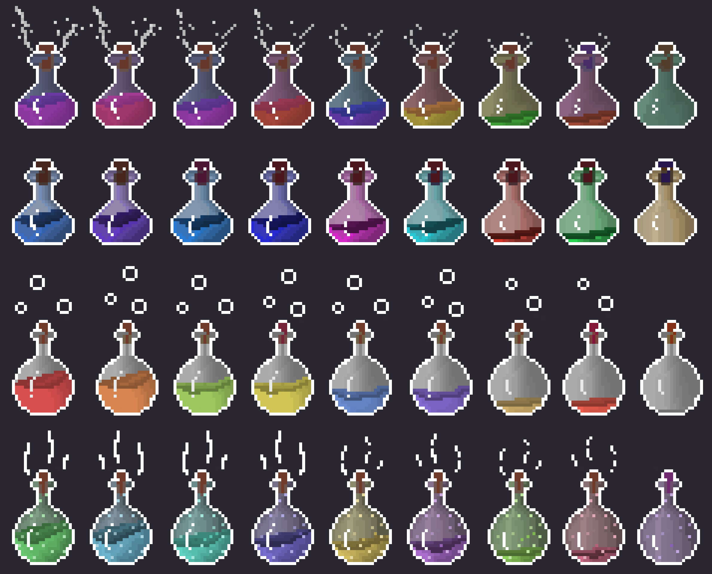 Pixel Art Potions Icons [Version2] by JustAJoke