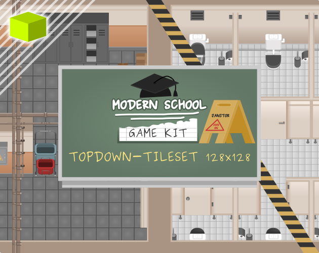 Modern School - Game Kit - Janitor Addon Tileset by 2DPIXX