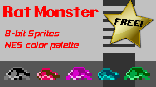 Announcing new art pack : 8 bit Rat - Free 8-Bit Art Pack - Rat Monster ...