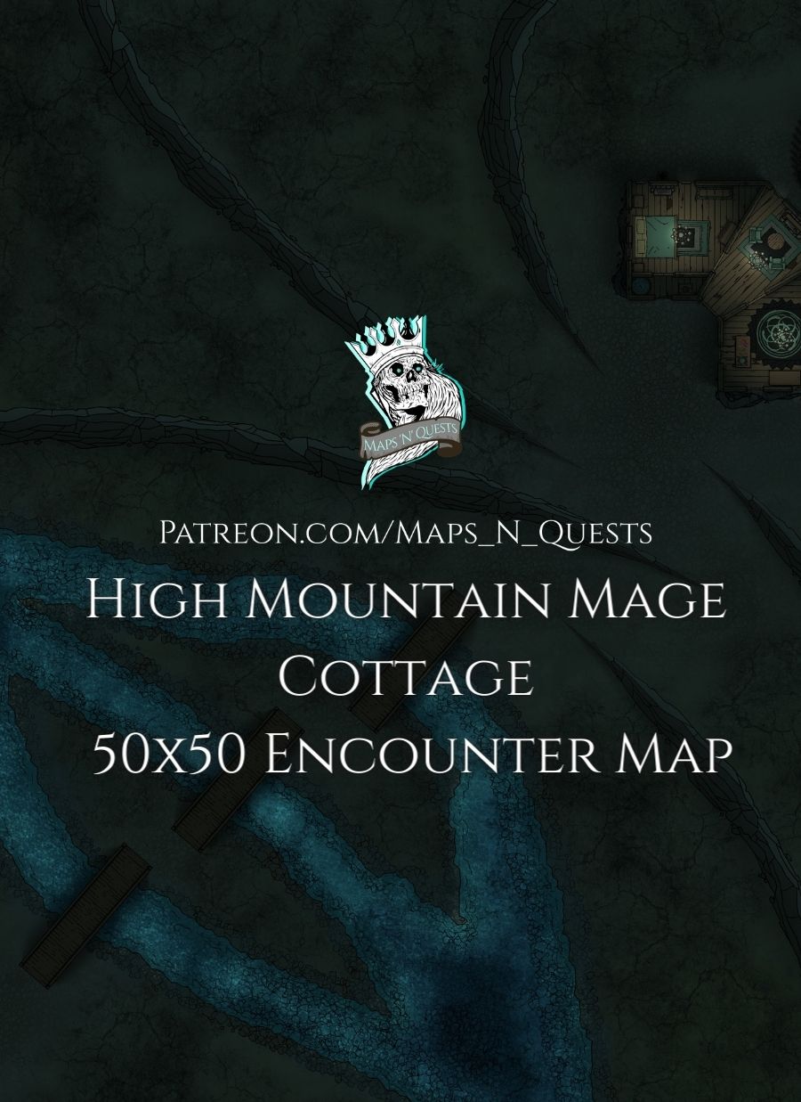 Mage's Cottage - 50x50 TTRPG Encounter Map by Maps 'N' Quests