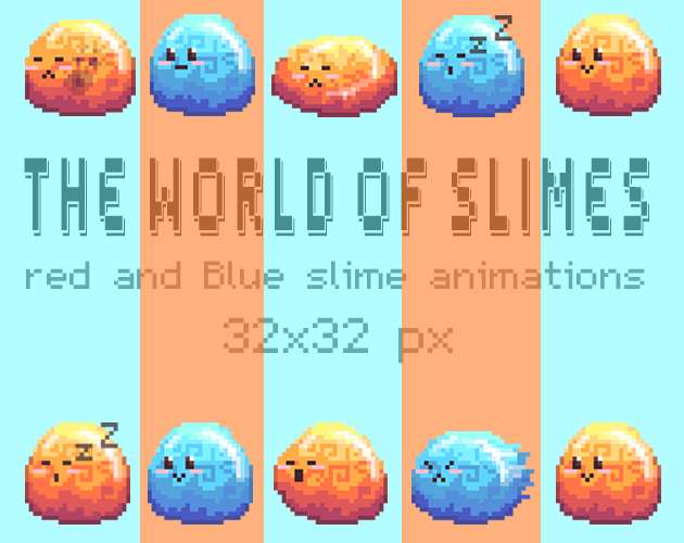The world of slimes: Red and Blue slime animations by nonEnglishPaperBag