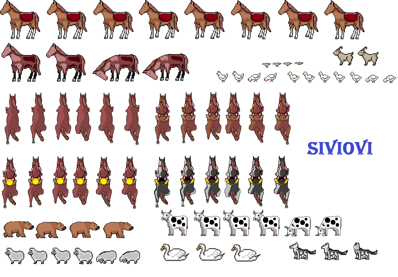 Animals Sprites Assets 2D Art by Siviovi