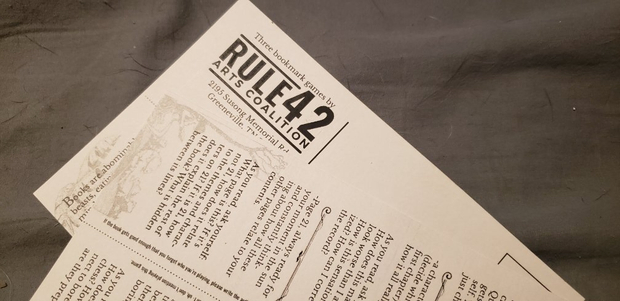 Quick, Transform Yourself! Three Bookmark Games by Rule 42 Arts Coalition