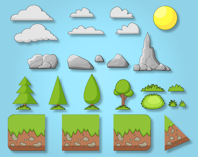 Cartoon art Tileset game asset Free version by SunGraphica