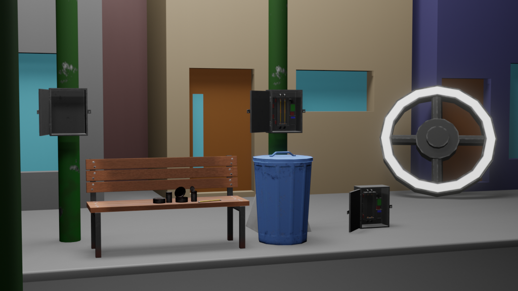 Lamp Post Bench TrashCan by loafbrr