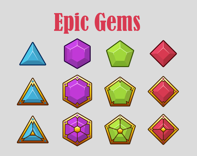 Gems pack Game asset jewellery set ui kit by arcaciastudios